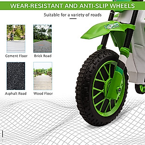 Aosom 12V Kids Motorcycle, Electric Motor Bike, Battery-Powered Ride-On Toy with Charging Battery, Training Wheels, Green