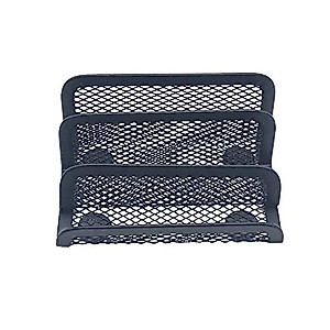 Desktop Stacking Business Card File Holder/Stand from Chris.W, 3-Tier, Metal Mesh Collection (Black)
