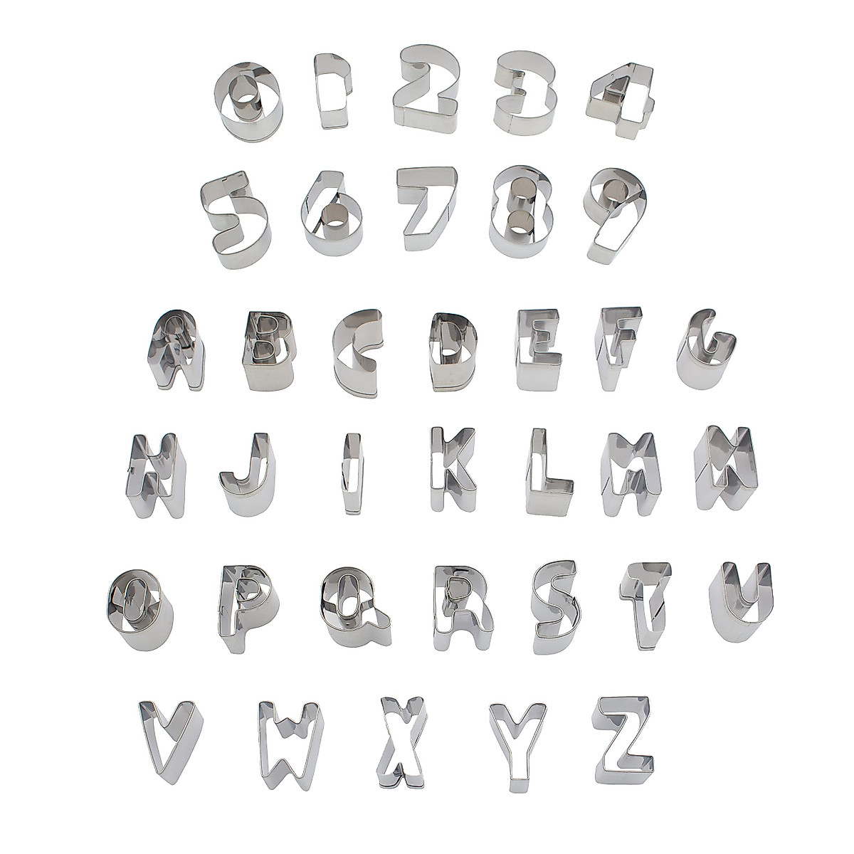 36Pcs letter cookie cutter set, metal alphanumeric baking cookie molds for fruit, baking, donuts, cookie decorating tools