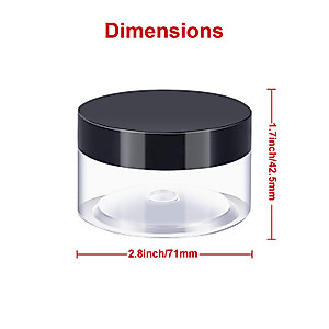 SATINIOR 24 Pieces Empty Clear Plastic Jars with Lids Round Storage Containers Wide-Mouth for Beauty Product Cosmetic Cream Lotion Liquid Butter Craft and Food (Black Lid, 4 oz)