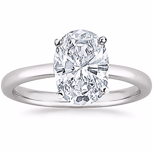 1 Ct Oval Cut Solitaire Diamond Engagement Ring 14K White Gold (I Color VS2 Clarity)