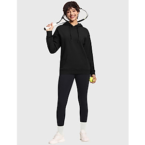 THE GYM PEOPLE Women's Basic Pullover Hoodie Loose fit Ultra Soft Fleece hooded Sweatshirt With Pockets (fleece lined-Black, Large)