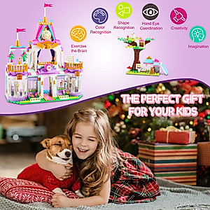 Girls Princess Castle Building Blocks , 667Pcs Dream Castle Building Blocks Toys Pink Palace,Creative Roleplay Toys Birthday Gifts with Storage Box for Kids Girls 6 7 8 9 10 11 12 Years Old