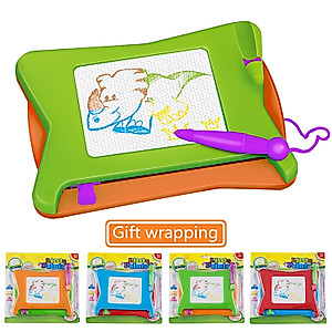 16pc Mini Magnetic Drawing Board, 4-Colors Travel Size Erasable Doodle Magna Board Toy, Small Writing Painting Sketching Pad, Educational Learning and Classroom Prizes for Toddler Boy Girl Kids Child