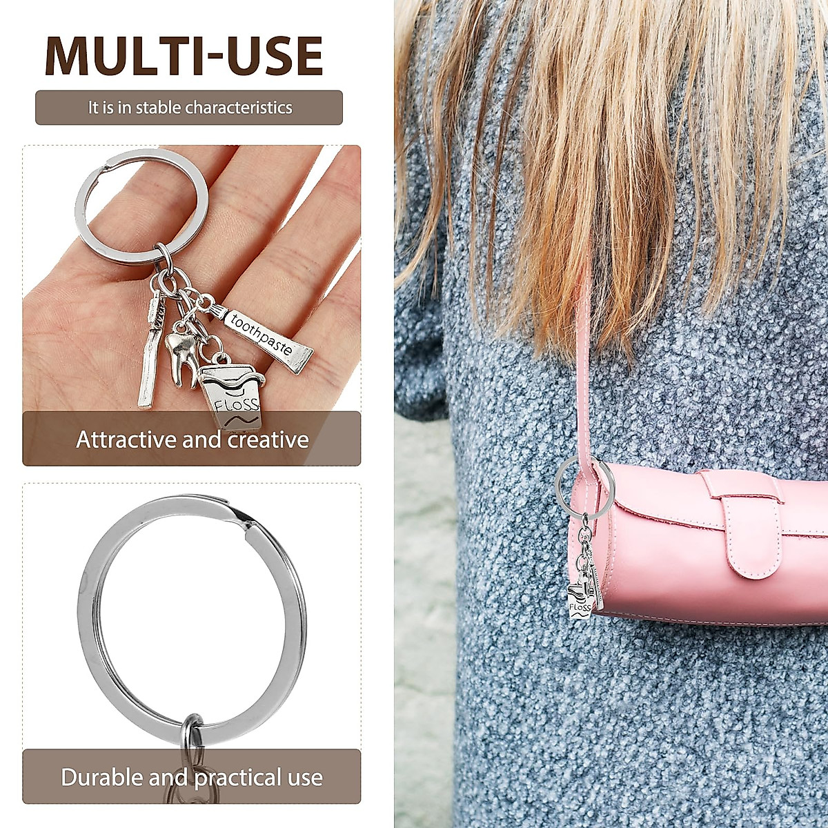 Happyyami Toothbrush Toothpaste Keychain Metal Pendant Key Chain for Birthday Keychain for Kids Children Adults