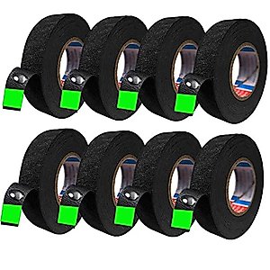 Seigun,8 Rolls Wire Loom Harness Tape, High Adhesive Force Wiring Harness,Black Adhesive Fabric Tape, Automobile Electrical Wire harnessing Noise Dampening Heat Proof （15 mm X 15m