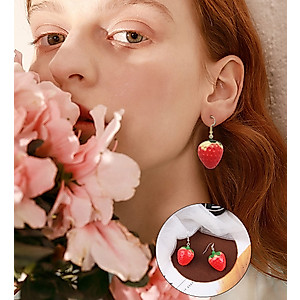 Jewdreamer 24 Pairs Cute Earrings Weird Earrings Set Funny Kawaii Earrings Fruit Gummy Bear Duck Water Bottle Goldfish Dinosaur Mushroom Butterfly Strawberry Dangle Earrings for Women