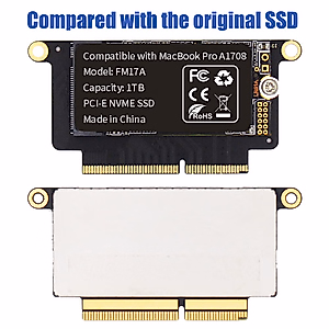 FLEANE FM17A 1TB PCIE 3.0x4 NVME 3D NAND TLC Flash SSD for MacBook Pro Retina A1708 (2016-2017) Included DIY Tools (1TB)