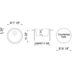 ALFI brand AB1717DI-B Drop-In Round Granite Composite Kitchen Prep Sink, 17", Biscuit