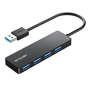 BYEASY USB Hub, 4 Port USB 3.0 Hub, Ultra Slim Portable Data Adapter Applicable for iMac Pro, MacBook Air, Mac Mini/Pro, Surface Pro, Notebook PC, Laptop, and Mobile HDD (Leather Black)