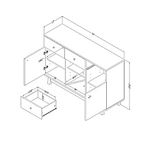 South Shore Bellami Buffet with Wine Storage, Nordik Oak