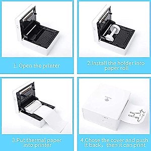 Phomemo M02 Pocket Printer- Mini Bluetooth Thermal Printer with 3 Rolls White Sticker Paper, Compatible with iOS + Android for Learning Assistance, Study Notes, Journal, Fun, Work，White