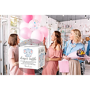 Diaper Raffle Tickets and Advice Cards for Baby Shower - 1 Card Collection Box & 50 Tickets, Elephant Baby Shower Card Box, Party FavorsDecorationsSupplies, Game Kit, 8" Card Box -001BOX