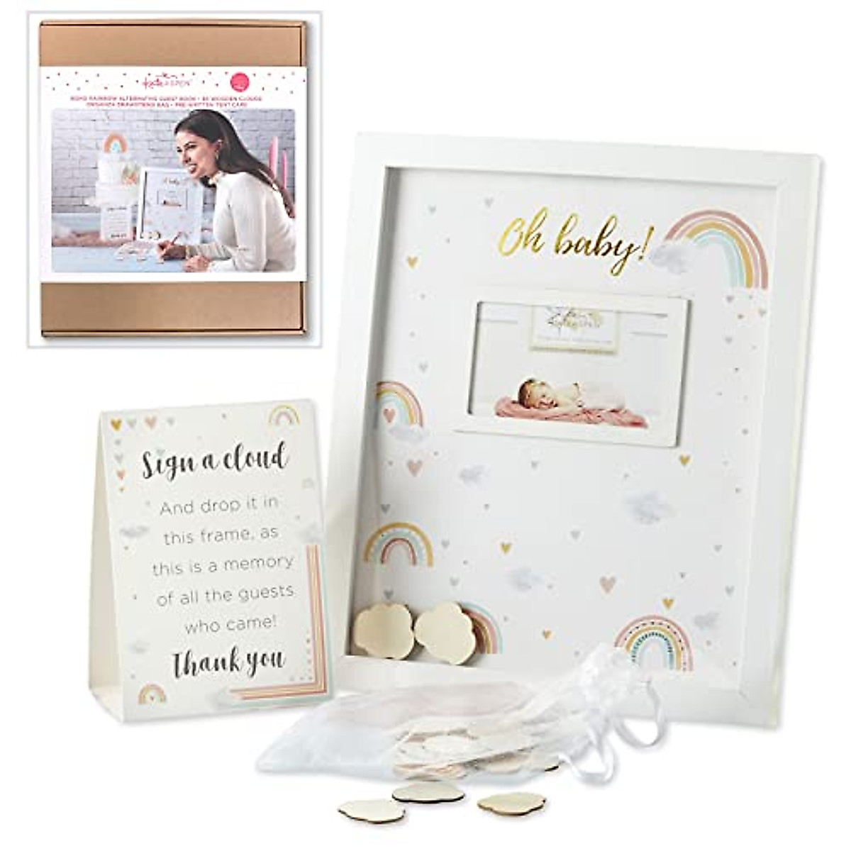 Kate Aspen Boho Rainbow Baby Shower Decorations, One Size, Alternative Guestbook