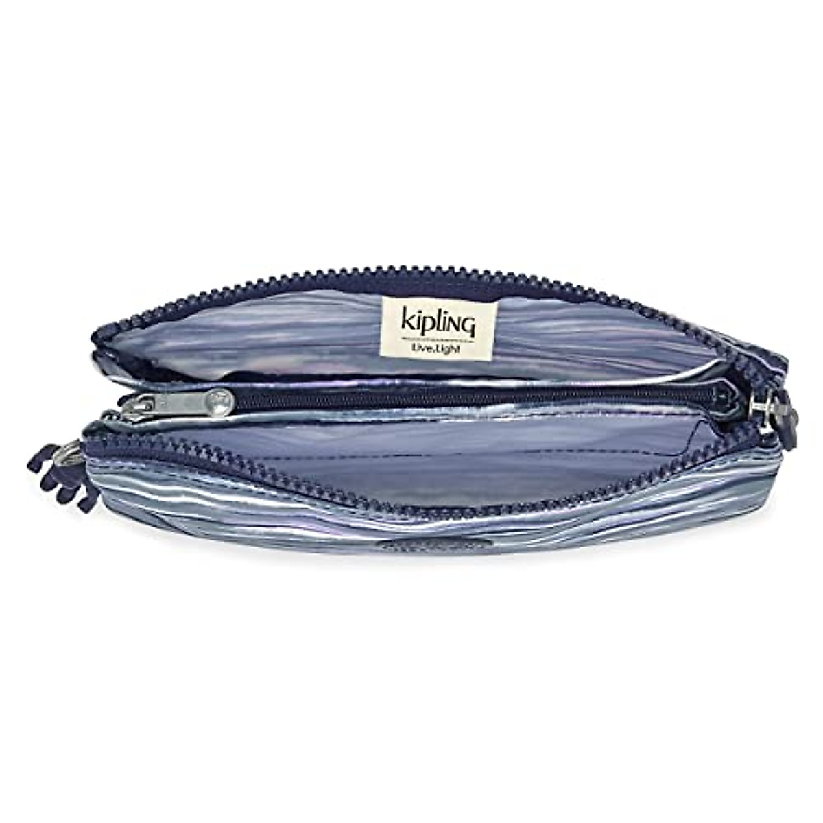 Kipling Women’s Creativity Extra Large Wristlet, Versatile Cosmetics Kit, Lightweight Nylon Travel Organizer, Brush Stripes Print