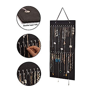 ZFZGFRCS Hanging Jewelry Organizer, Large Capacity and Organizer Storage for Hanging Necklaces, Bracelets, Earring Chains, Anklets, etc. (Black)