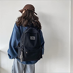 WEIIYONN Kawaii Backpack for Women Aesthetic Book bag Laptop Backpack Casual Women's Daypack with Cute Accessories (Black)