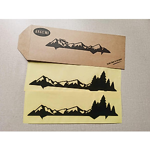 Ecqizer Mountain & Tree Vinyl Decals (2 PCS), Matte Black, Fit for Tacoma 2016-2023, Waterproof, Outdoor Use