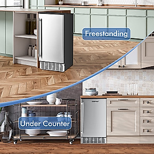 COSTWAY Commercial Ice Maker, 80LBS/24H Freestanding and Under Counter 115V Industrial Ice Machine with Self-Cleaning Function, 24H Timer, LCD Display, Drain Pump, Reversible Door, 25 LBS Ice Bin