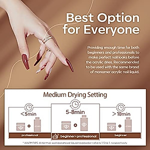 Modelones Acrylic Powder - 6 Colors Nude Acrylic Nail Powder Fall Skin Tones Pink Neutral Brown Nail Acrylic Powder, 3D Acrylic Nail Art French Nail Extension Nail Carving, No Nail Lamp Needed