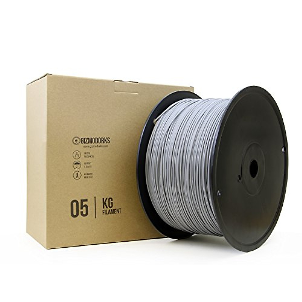 Gizmo Dorks PLA Filament for 3D Printers 3mm (2.85mm) 5kg, Gray