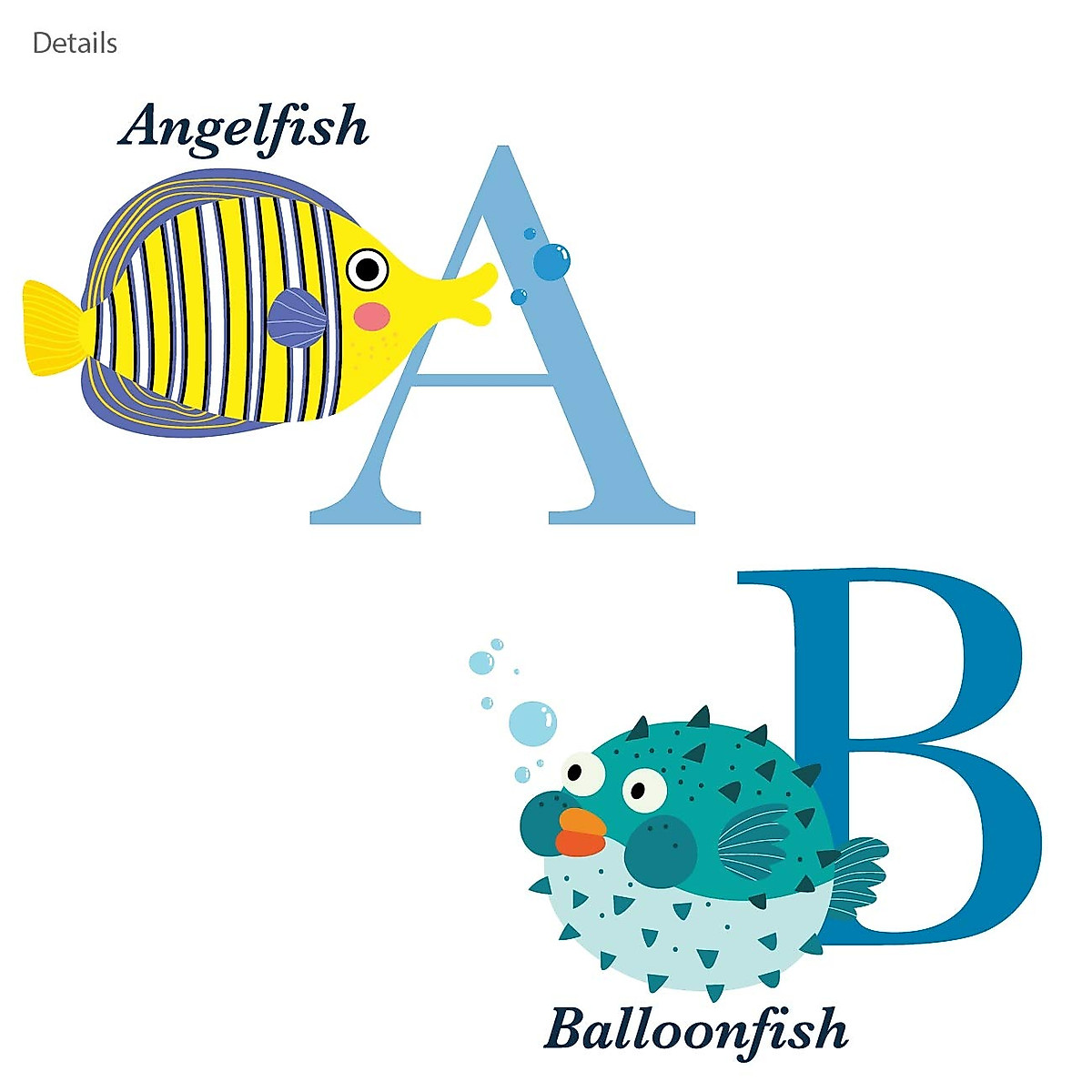 DECOWALL DS-8040 A-Z Ocean Alphabet Kids Wall Stickers Wall Decals Peel and Stick Removable Wall Stickers for Kids Nursery Bedroom Living Room (Small) d?cor