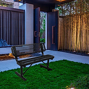 Sunnibety 4 Feet Heavy Duty Metal Park Bench for Outside, Outdoor Bench with Backrest & Portable Frame, Commercial Benches for Shopping Malls, Stores, Parks, Patios, Decks, Black