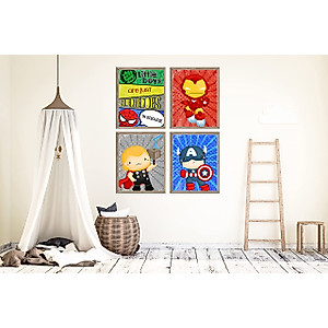 Little Boys Are Just Superheros In Disguise - Room Wall Art Prints Decor (Set of Four) Decoration Wall Hanging Picture Sign