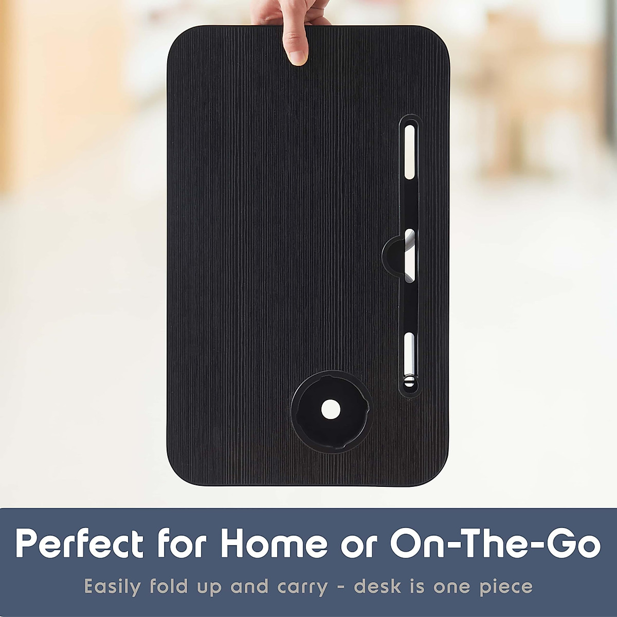 Nestl Lap Desk for laptop - Foldable Laptop Desk for Bed and Couch, Portable and Lightweight Laptop Stand for Bed Breakfast, Working, Reading, and Writing, Black, Small Laptop Tray