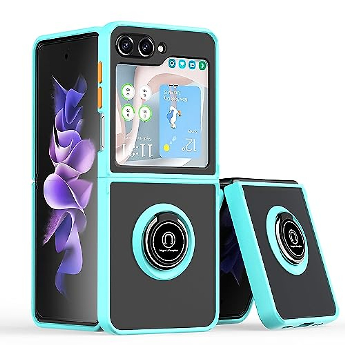 EAXER for Samsung Galaxy Z Flip 5 5G Case, Magnetic Ring Hard Stand Folding Shockproof Case Cover (Mint Green)