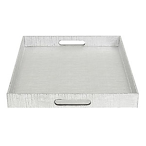 Home Basics Elegant Serving Tray with Handles (Silver), 13.75" x 18.75" x 1.65"