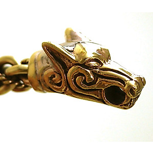 LynnAround Big Size Bronze Norse Viking Fenrir Wolf Head Twisted Cable Bangle Cuff Bracelet Arm Ring Pagan Jewelry (8.50, Weave Body)