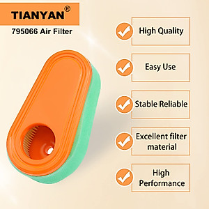 TIANYAN 795066 796254 Air filter Replacement For 775 775EX 800 800E 825E 850 850E 875EX 950E Series Engine HD775HW HU775AWD HU775BBC HU775H HU775HW Troy Bilt TB360 Lawn Mower Air Filter(2 PCS)