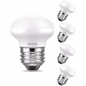 Maelsrlg R14 LED Bulb 4W(40W Equivalent) Mini Reflector Flood Light Bulbs 2700K Soft White, Curio Cabinet Light Bulb, Non-Dimmable, E26 Base Short Light Bulbs, 4-Pack