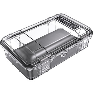 Pelican M60 Micro Case - Waterproof Case (Dry Box, Field Box) for iPhone, GoPro, Camera, Camping, Fishing, Hiking, Kayak, Beach and More (Black/Clear)