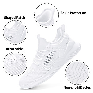 Akk White Sneakers Mens Tennis Shoes - Slip on Walking Running Breathable Lightweight Athletic Shoes for Sport Gym Workout Jogging Size 13