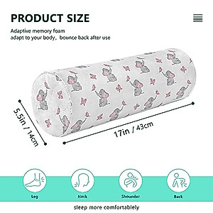Vnurnrn Elephant Butterfly Neck Support Pillow Round Neck Roll Bolster Cylinder Pillow Cervical Pillows Leg Pillow for Leg Knee Back Head Support for Work Women Men Traveling Headrest
