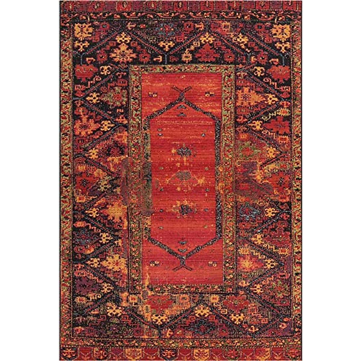 Unique Loom Outdoor Tribal Collection Area Rug - Quepos (6' 1" x 9' Rectangle, Multi/Black)