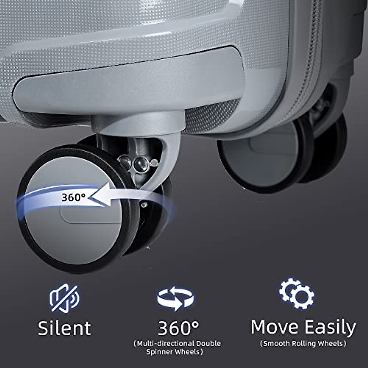 Joyway 20 In Carry On Luggage with Spinner Wheels,Hardside Luggage Sets PP Durable Suitcase with TSA Lock(Grey,20inch)