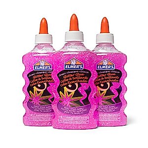 Elmer's 2022912 Liquid Glitter Glue, Washable, Pink, 6 Ounces, Pack of 3