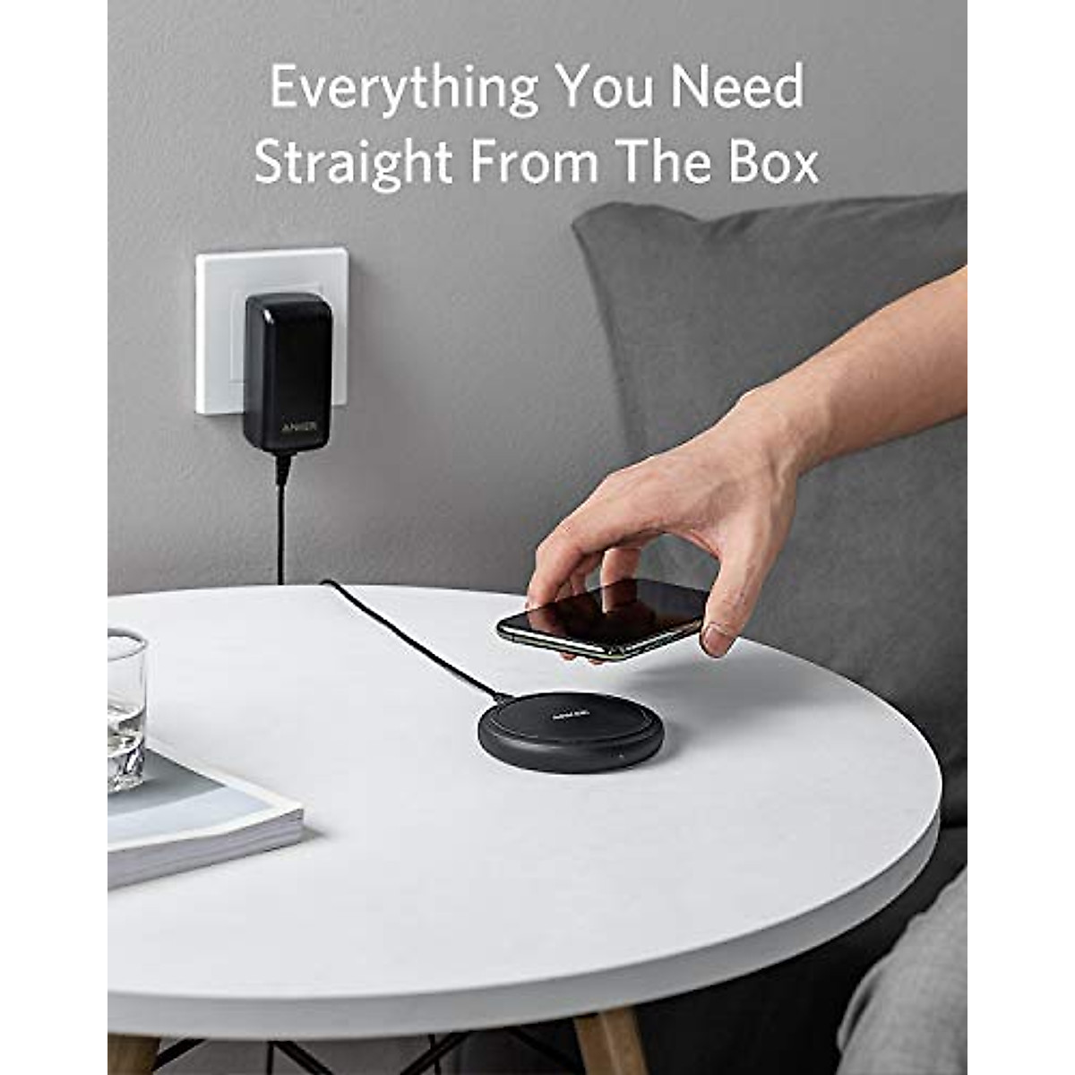 Anker Wireless Charger with Power Adapter, PowerWave II Pad, Qi-Certified 15W Max Fast Wireless Charging Pad for iPhone 14/14 Pro/14 Pro Max/13/13 Pro Max, Galaxy S10 S9 S8, Note 10 Note 9 & More