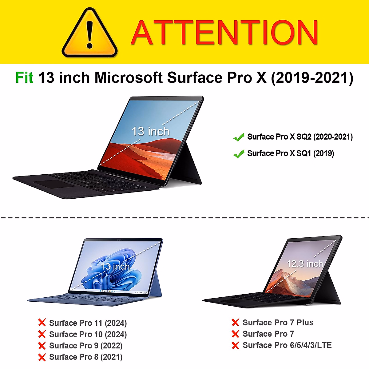 Fintie Case for Microsoft Surface Pro X (2021/2020/2019) - Multiple Angle Viewing Portfolio Business Cover with Pocket for 13 Inch New Surface Pro X, Compatible w/Type Cover Keyboard, Gray