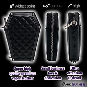 Dark Duchess Coffin Purse Wallet Bag - Goth Gifts For Gothic Vegan Women - Small Black Shoulder Crossbody Purses - Alternative Punk Bags - Cross Body Clutch Wallets - Hand Wristlet Handbags Clutches
