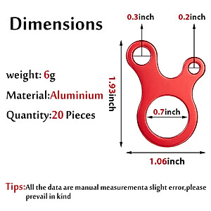 SATINIOR 20 Pieces Aluminum Alloy Guyline Cord Adjuster Tent Tensioners Rope Adjuster Tent Rope Adjusters for Outdoor Camping Hiking, Red (Snail Style)
