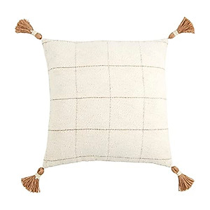 Mud Pie Woven Check Pillows, TAN