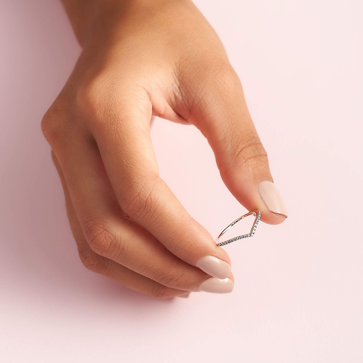 PANDORA Shimmering Wish Ring, Sterling Silver, Clear Cubic Zirconia, Size 7