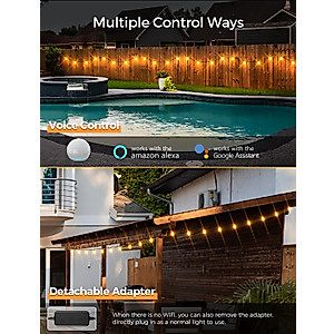 XMCOSY+ Patio Lights 100Ft Smart Outdoor String Lights, 45 ST38 Edison Bulbs, APP WiFi Control, Work with Alexa, Waterproof Dimmable LED String Lights for Outside Patio Porch Yard Bistro, 2200K