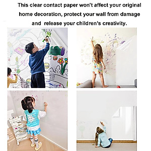 CHANMOL Clear Peel and Stick Wallpaper, Self-Adhesive Wallpaper Wall Protector, Oil Proof Waterproof Contact Paper for Kitchen Cabinets, Whiteboard, Shelf Drawer Liner (15.7" x 394")