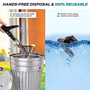 Large Heavy Duty Rat Traps - Instantly Kills with Powerful Steel Spring - Quick Set-Up - Hands-Free Disposal - No Chemicals - Washable - Reusable - Durable (8 Pack)