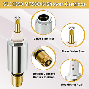 UCDETD MS-5AT-C Brass Shower Cartridge Replacement for SLD1350, MP58045, 4-1/2 in Length, Globe Valve, Faucet Cartridges
